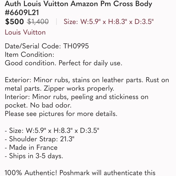 Louis Vuitton | Bags | Authentic Louis Vuitton Amazon Pm Cross Body ...